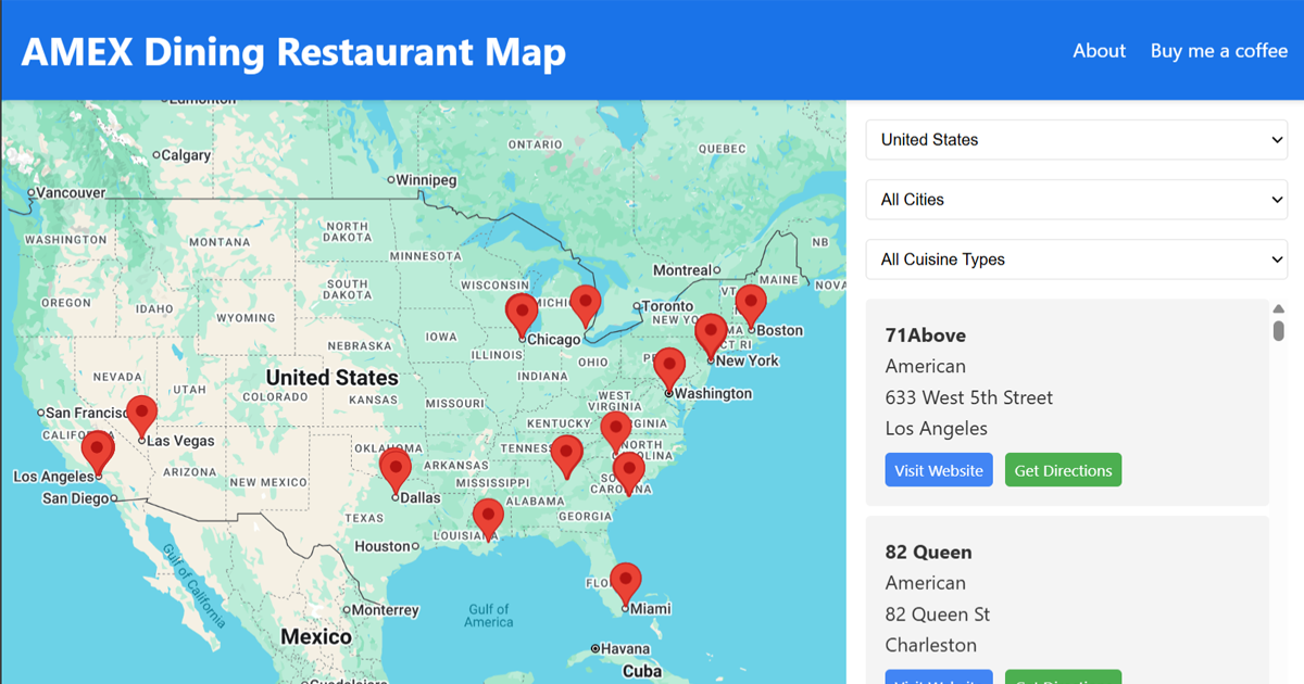 AMEX Dining Restaurant Map - Find American Express Annual Dining Credit ...